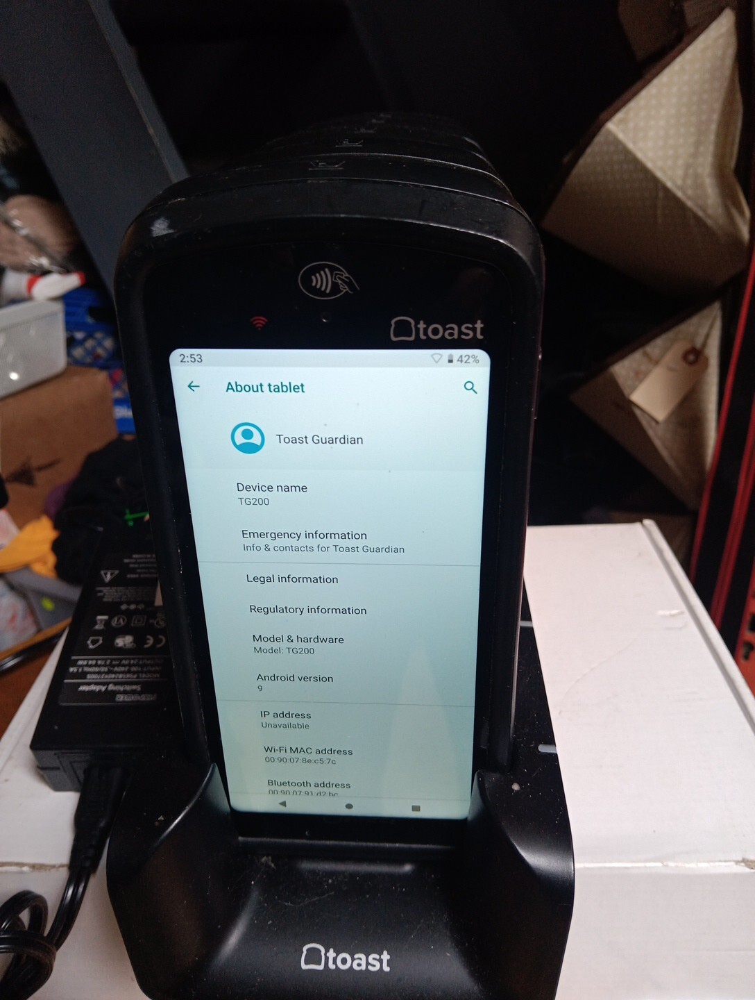 SET OF 5 Toast Go 2 Handheld POS Point of Sale TG200 With Charging Dock ...