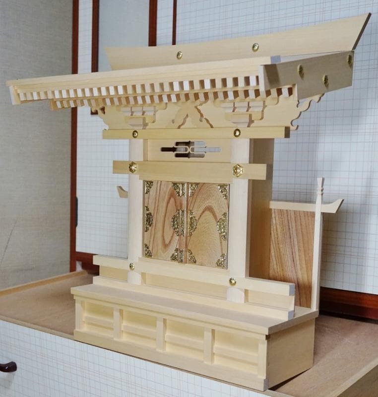 Japanese KAMIDANA Wood Miniature Shrine Traditional Design W50×D15× ...
