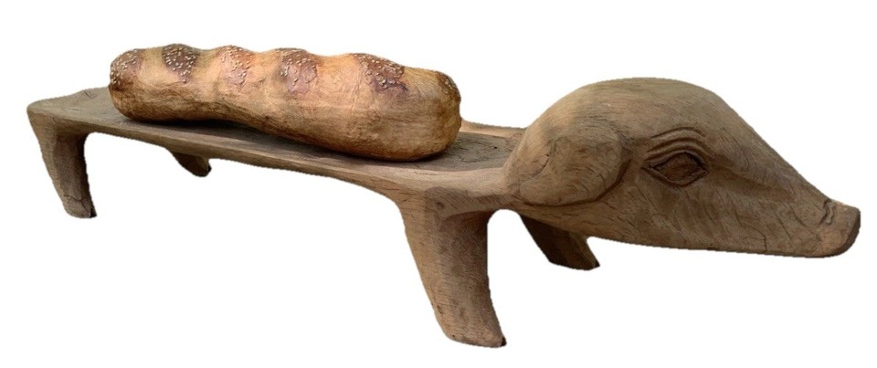 PRIM French Country Farm Hand Carved PIG Wood Bread Board Charcuterie ...