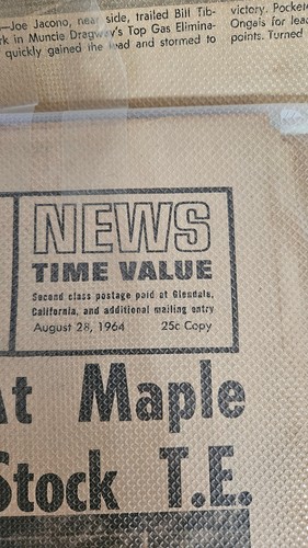 National Dragster News Time Value 1964 July & Aug Drag Racing - 5 ...