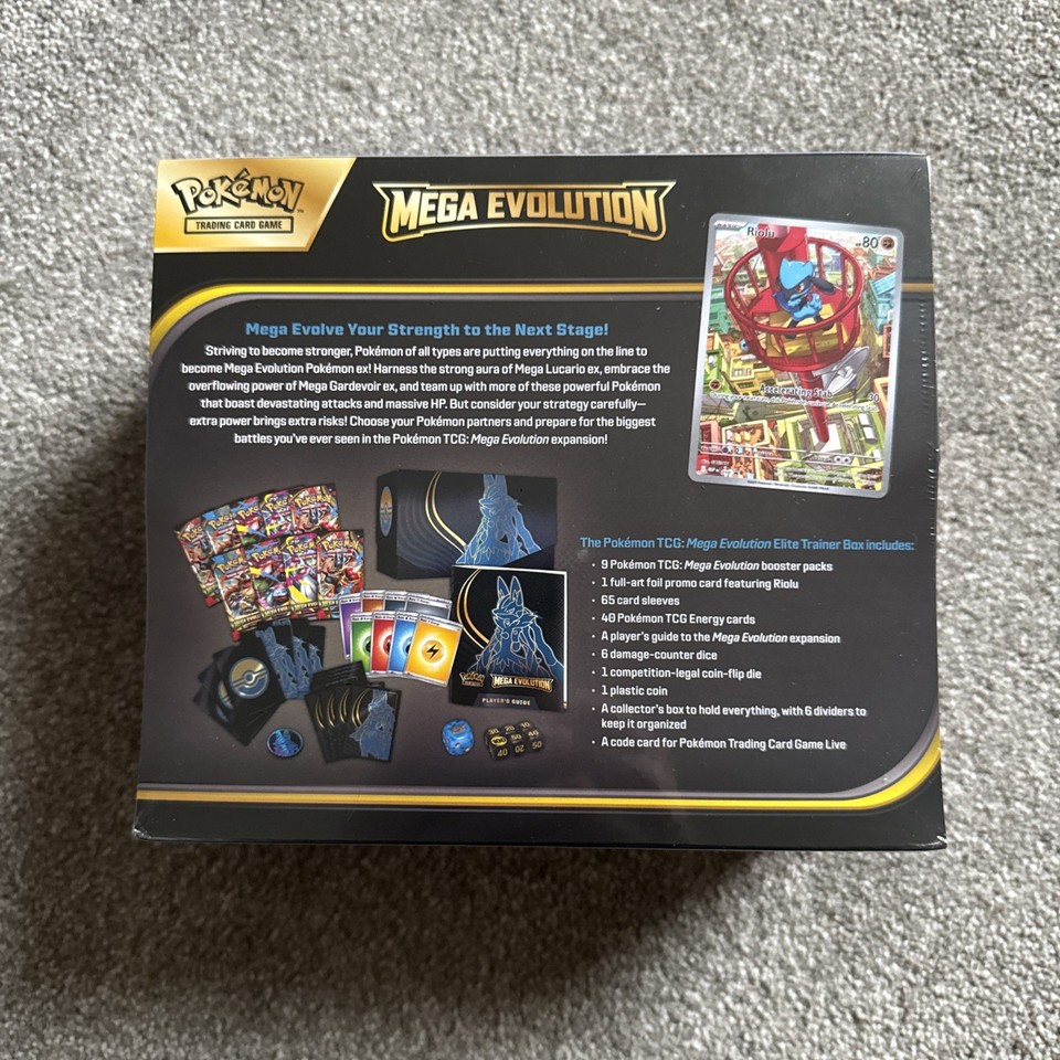 POKEMON TCG MEGA EVOLUTIONS BASE LUCARIO ELITE TRAINER BOX ETB *FACTORY ...