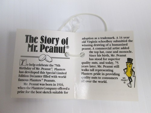 PLANTERS PEANUTS THE STORY OF MR PEANUT 75TH ANNIVERSARY HANG TAG ...