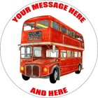 ROUTEMASTER RED LONDON BUS 8" EDIBLE ROUND BIRTHDAY CAKE TOPPER ...