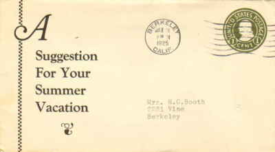 California Berkeley 1925 machine Postal Stationery Envelope Printed ...