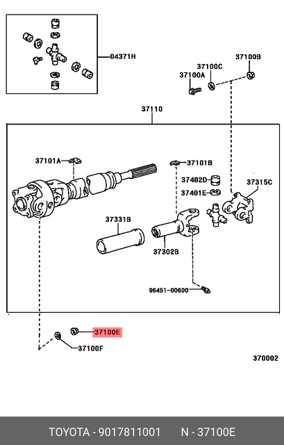 OE nut no.2 for propeller shaft & differential setting for TOYOTA 90178 ...