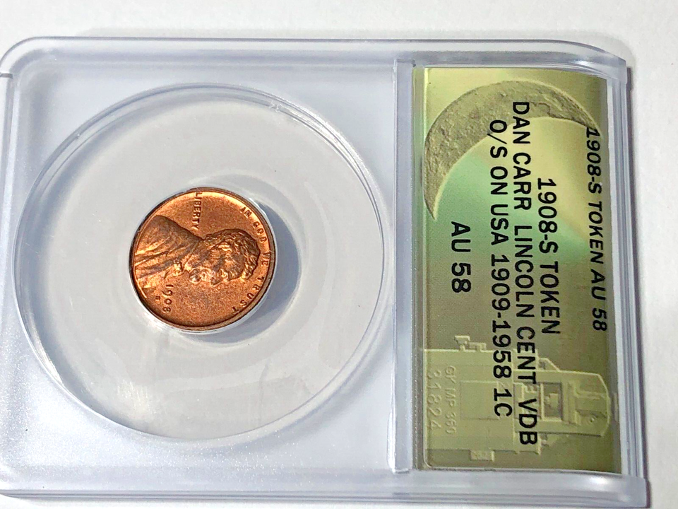 Rare 1908 S vdb Copper Lincoln Wheat Penny Cent Fantasy Overstrike ...