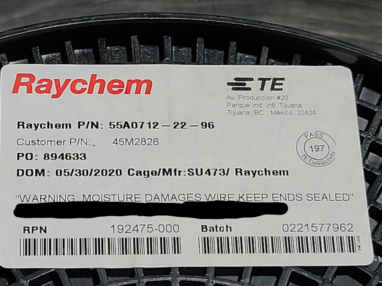 Raychem/TE 55A0712-22-96 #22awg Dual XL-ETFE Spec 55 Silver Coated Wire ...