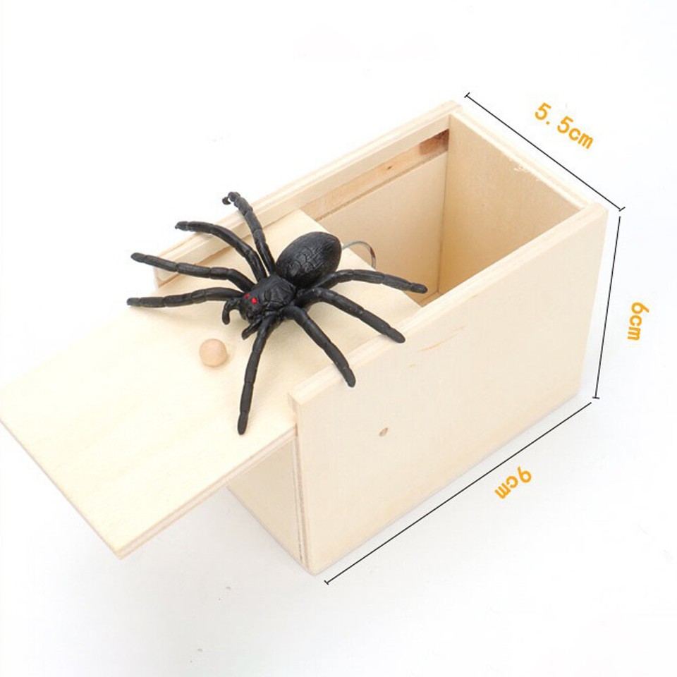 Spider Wooden Box Scare Toy Prank Party Props Jump Scare Toy for Kid ...