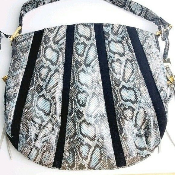 Aimee Kestenberg Tuscany Snake Print Pebbled Leather Suede Hobo Handbag NWT | eBay