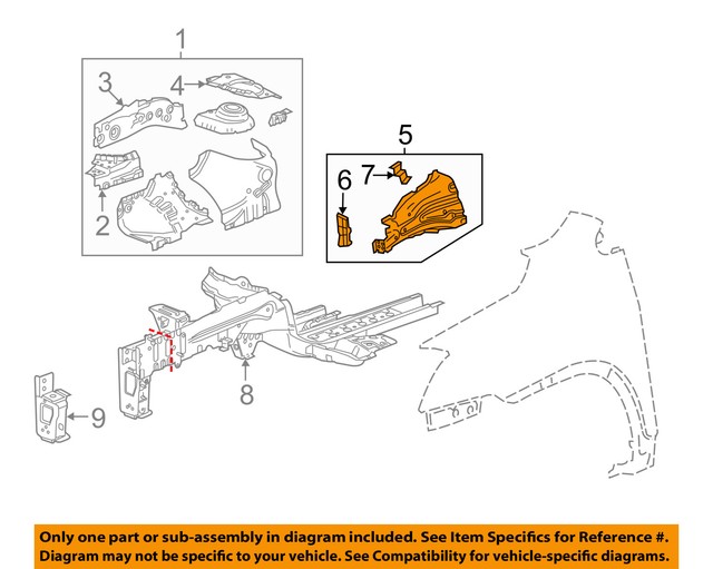 GM OEM Fender-upper Rail Apron Panel Cover Right 25983318 for sale ...
