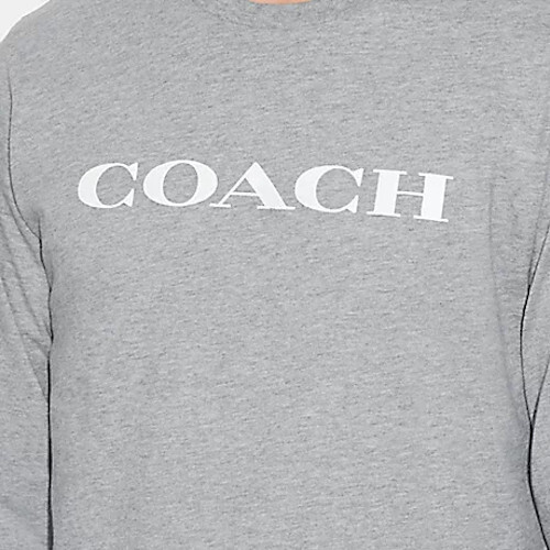 Coach Men's Heather Grey Essential Organic Cotton LS T Shirt (CB672 ...