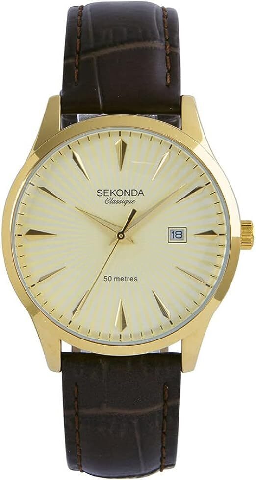 Sekonda Mens Watch with Gold Dial and Brown Strap 1811 for sale online ...