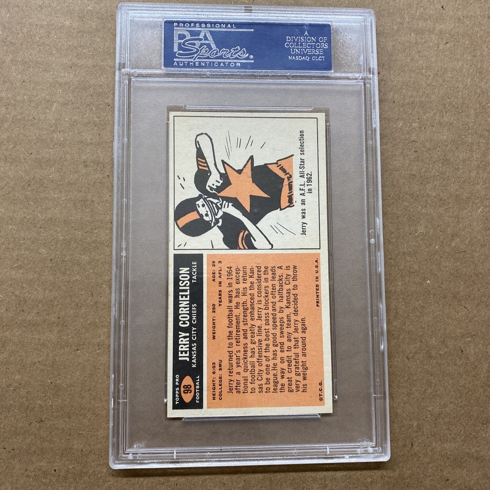 1965 Topps Football #98 Jerry Cornelison PSA 8 NM-MT Kansas City Chiefs ...