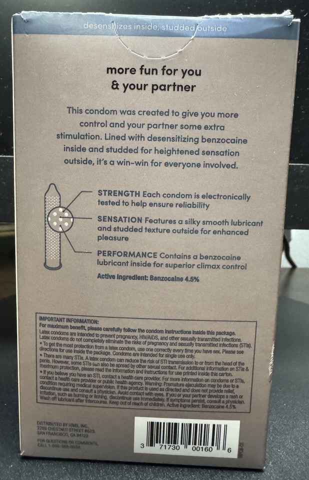 Hims Climax Delay Condoms Clockstopper 8 Premium Studded Latex Condoms ...