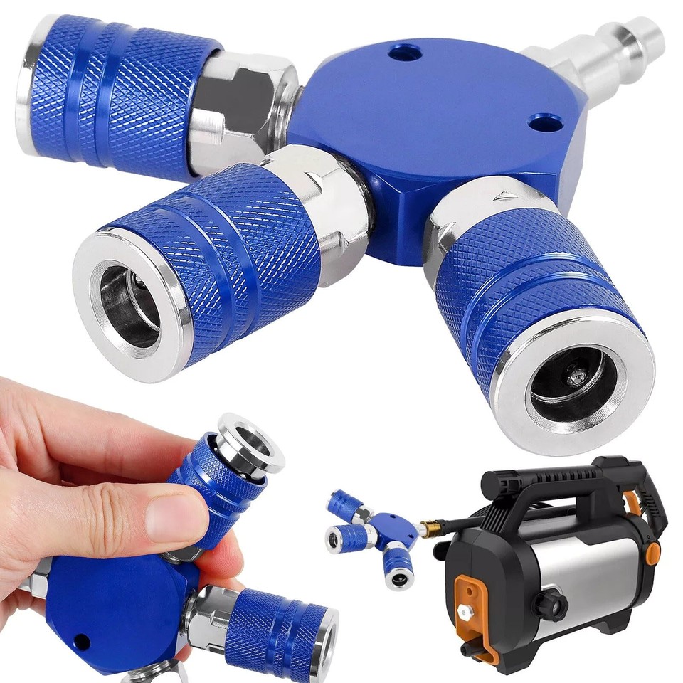 1/4in 3 Way Air Manifold Air Hose Splitter Quick Connect Air Tool ...
