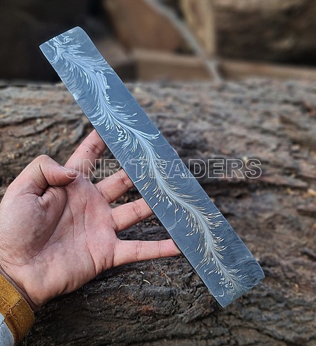 FORGED DAMASCUS STEEL BILLET BLANK BLADE BAR STOCK FEATHER PATTERN 12 ...