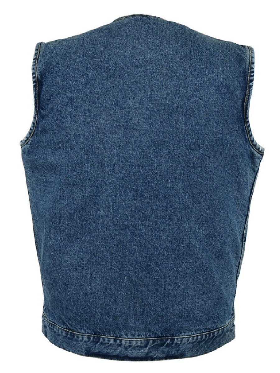 MEN'S CONCEALED SNAPS BLUE DENIM MATERIAL MOTORCYCLE VEST - UMA27 | eBay