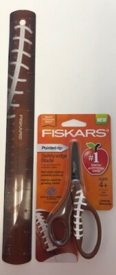 Fiskars 134302-1001 Football MVP 5" Non-Stick Pointed Tip Kid Scissors ...