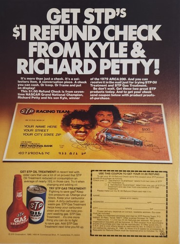 1980 Print Ad STP Oil Treatment Kyle & Richard Petty Racing Team | eBay