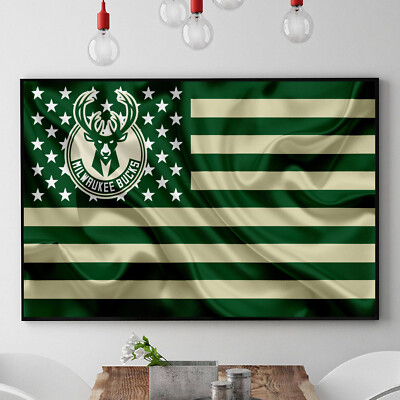 Milwaukee Bucks Design NBA Basketball Flag Decor Wall Art Print Poster ...