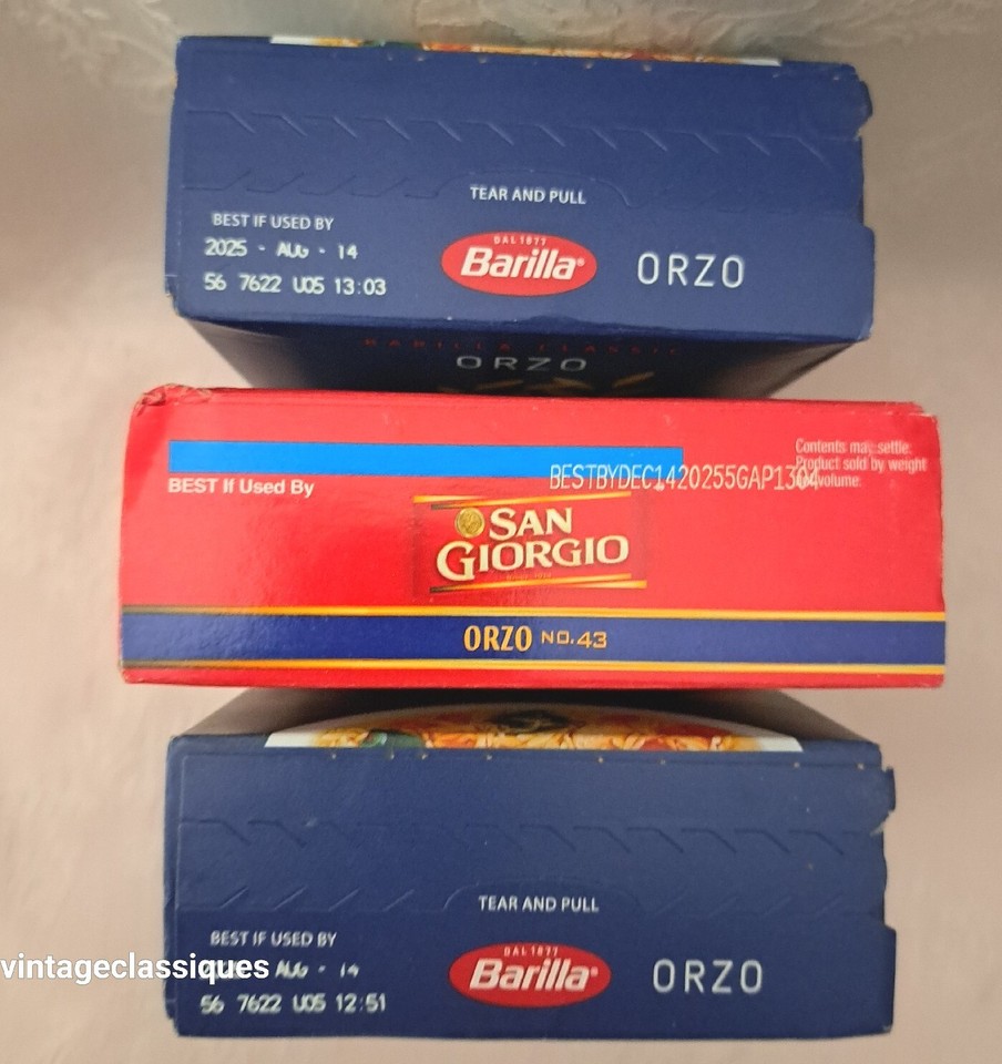 Barilla Orzo 2 - 16oz Boxes & San Giorgio Orzo 16oz, Sealed 2025 ...