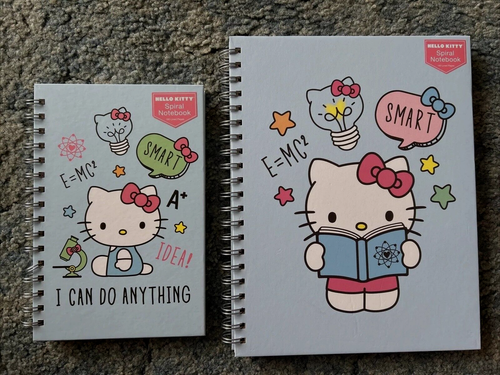 Sanrio Hello Kitty Science Rules Blue Hard Cover Spiral Notebook set of ...