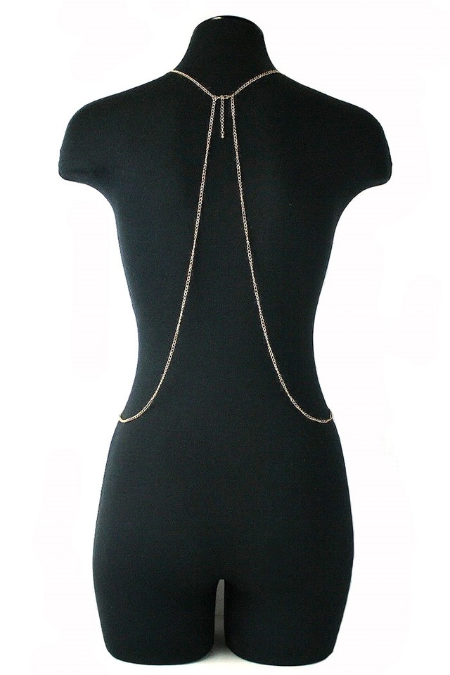 Ladies, Body Chain Necklace Rhinestone Charm Front, Gold or Silver ...