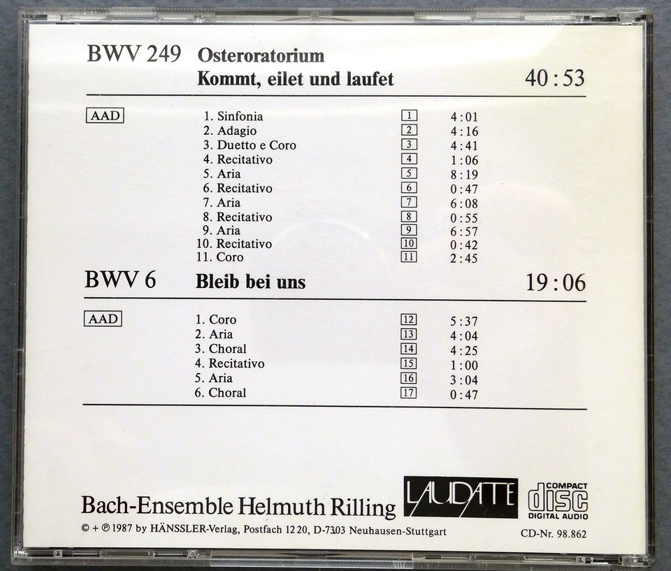 Bach: Christmas & Easter Oratoria - Bach-Ensemble, Helmuth Rilling, 4 ...