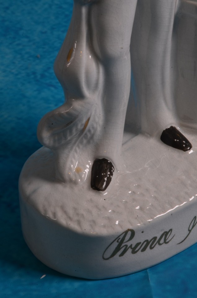 SUPERB MID 19TH CENTURY STAFFORDSHIRE FIGURE: A FINE STANDING PRINCE ...