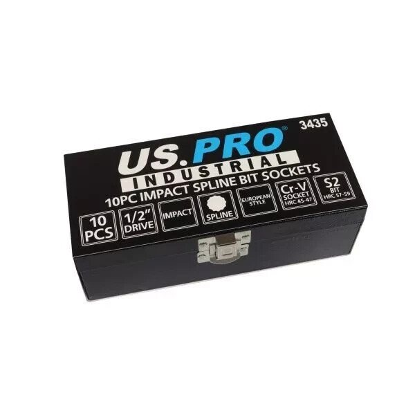 US PRO Industrial Impact Spline Bit Socket Set 1/2 Drive M4 - M18 3435 ...