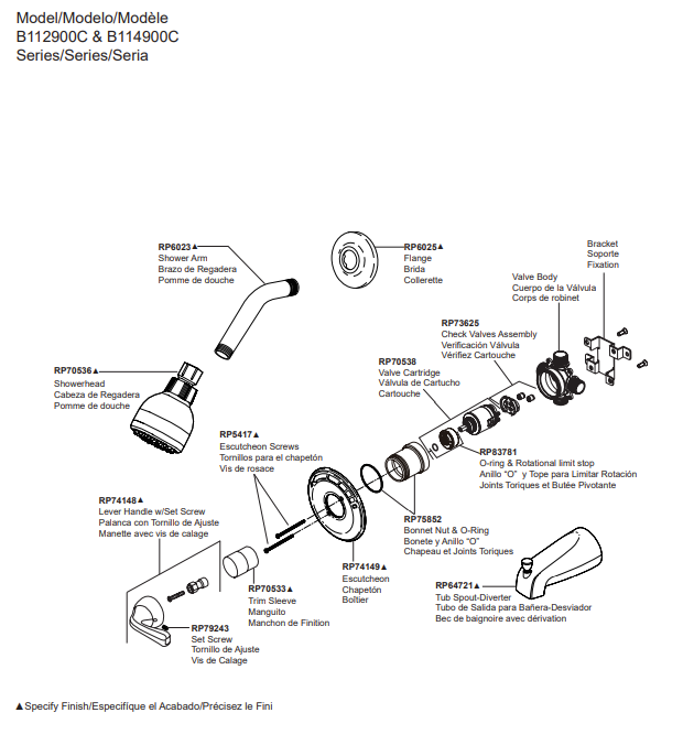 Delta Foundations Handle Tub Faucet Stainless Steel B114900C-SS ...
