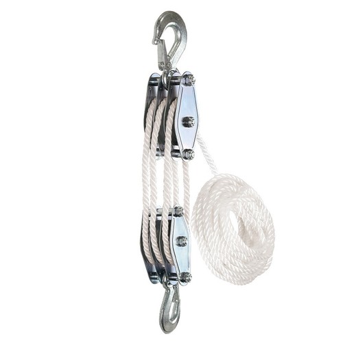 3-wheel Rope Pulley Hoist 2200 LB Lifting Pulley Block &Tackle System ...
