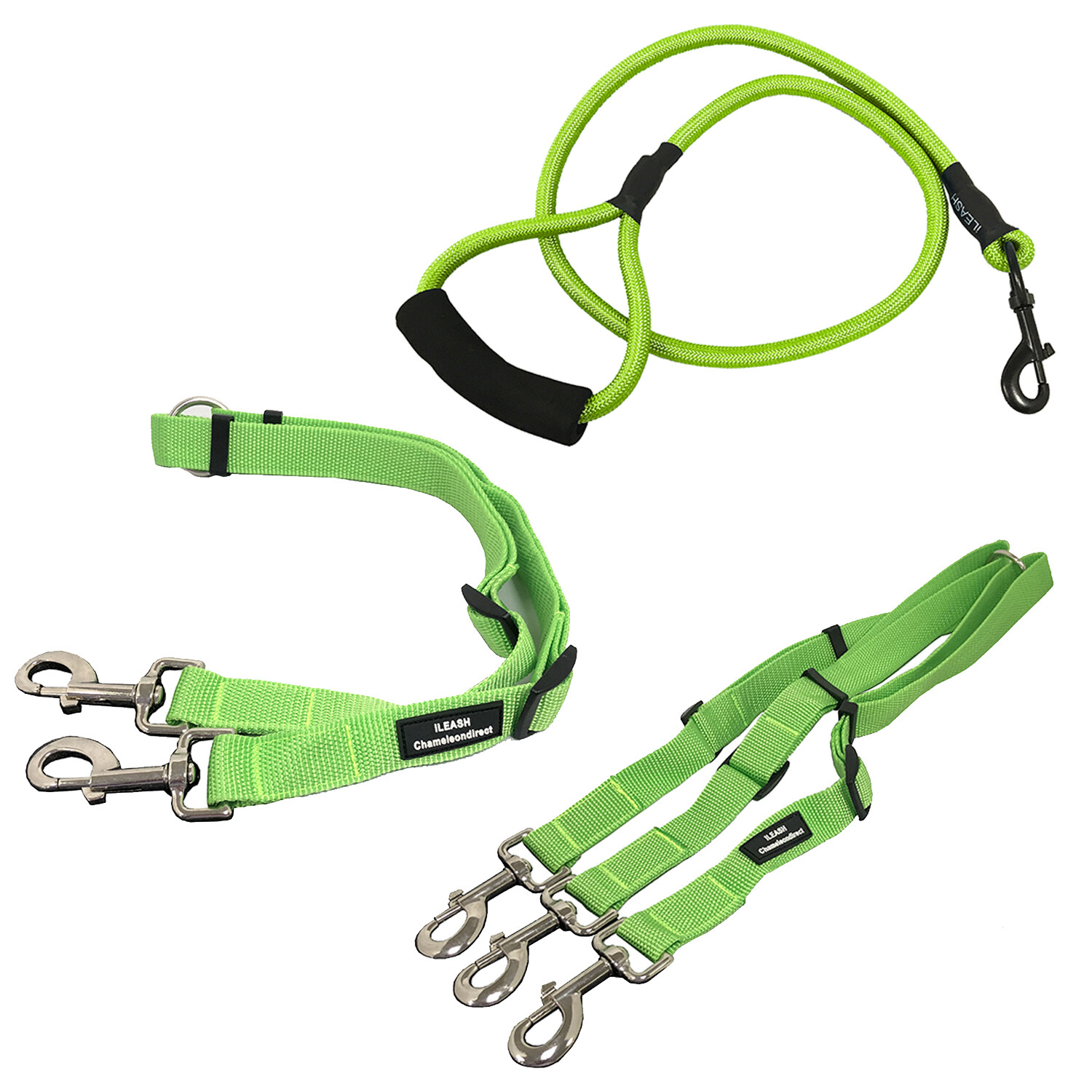 Pet Leads Leashes Collars 2 Way & 3 Way Splitters 8 colors Colour ...