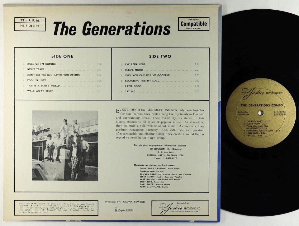 Generations Combo - Meet The Generations Combo LP - Justice - Rare NC ...