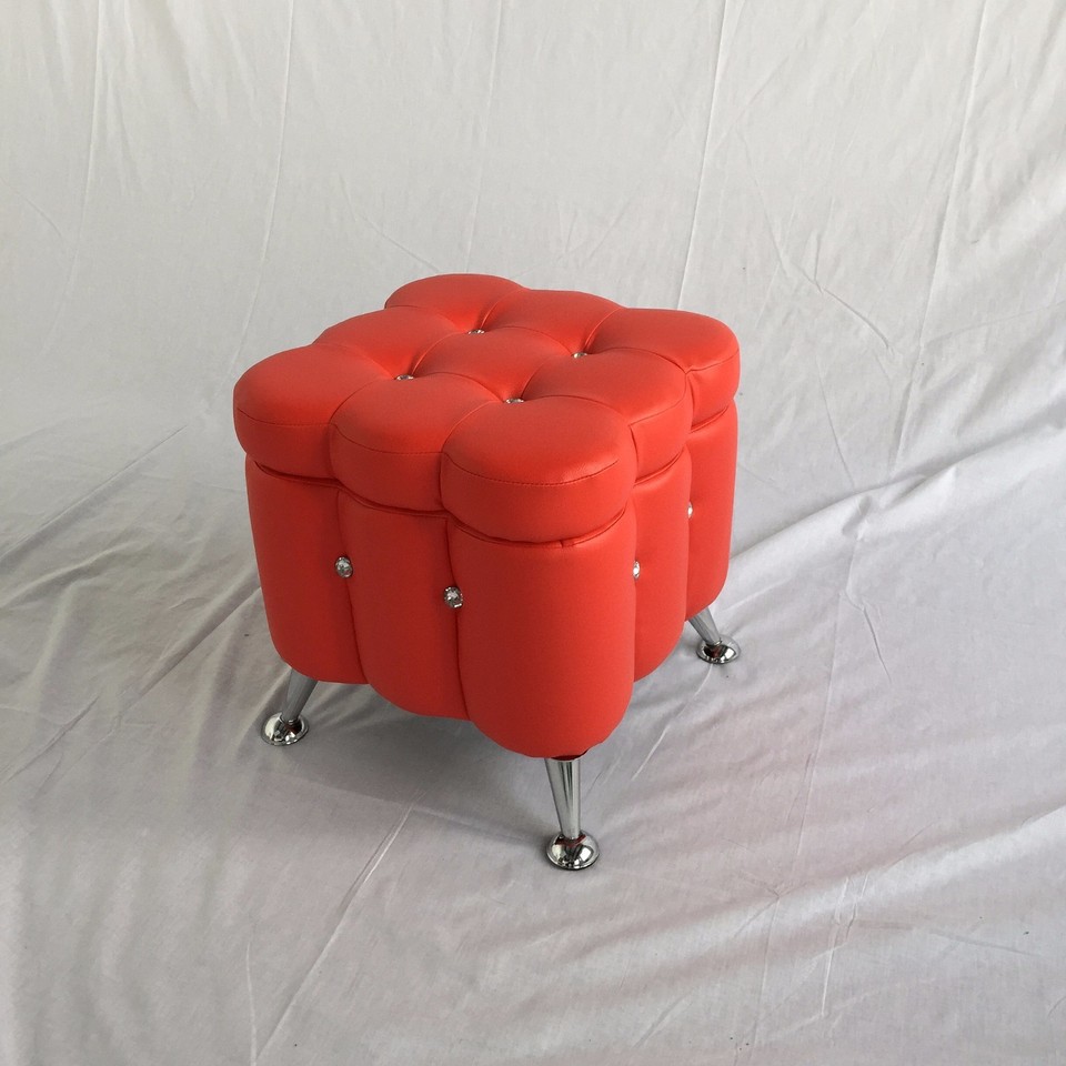 RED VANITY MAKEUP CHAIR SEAT FOOT STOOL DIAMOND STUD STORAGE A2131 | eBay