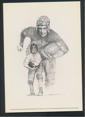 "RED" GRANGE 1980 REPRODUCTION OF 1961 ROBERT RIGER DRAWINGS ...