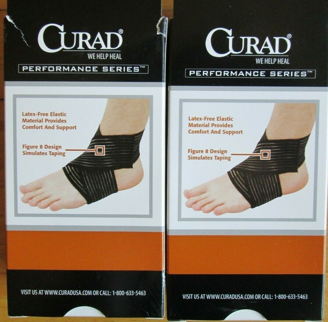 1 pair of (2) Curad Figure Eight Elastic Ankle Wrap, Black, (Universal ...