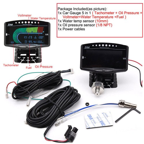 Car LCD Digital Tachometer Oil Pressure Sensor Temperature Fuel Rpm ...