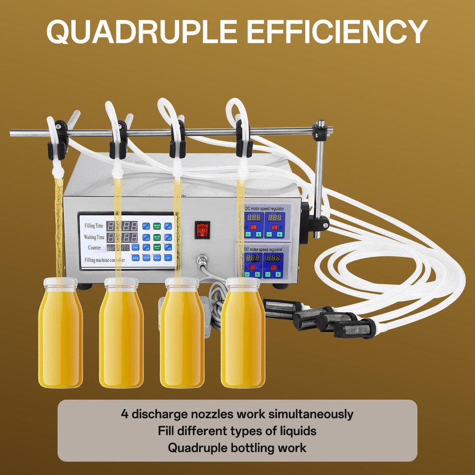 Automatic Digital Control Bottle Filler 4 Heads Liquid Filling machine ...