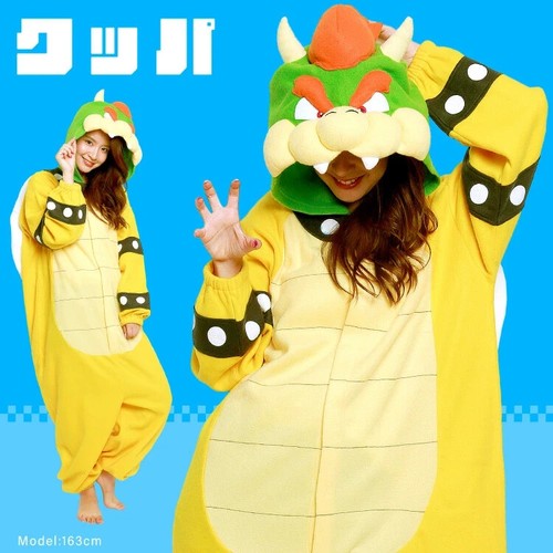 Super Mario Bros Kigurumi Unisex Bowser Yellow Fleece SAZAC Halloween ...