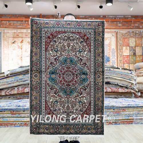 2.5x4ft Vintage Handmade Silk Carpet Oriental Bedroom Handcraft Rug ...
