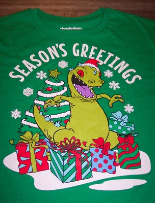 Nickelodeon RUGRATS REPTAR DINOSAUR CHRISTMAS Holiday T-Shirt MENS ...