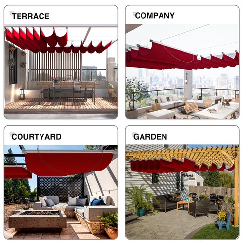 Retractable Pergola Sun Shade Cover Waterproof Canopy Panel Awning Yard ...