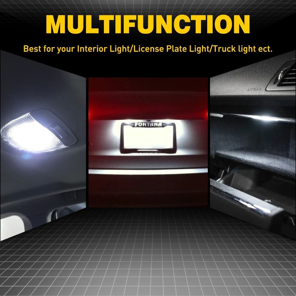 LED T10 194 168 W5W Canbus White Dome License Plate Side Marker Light ...