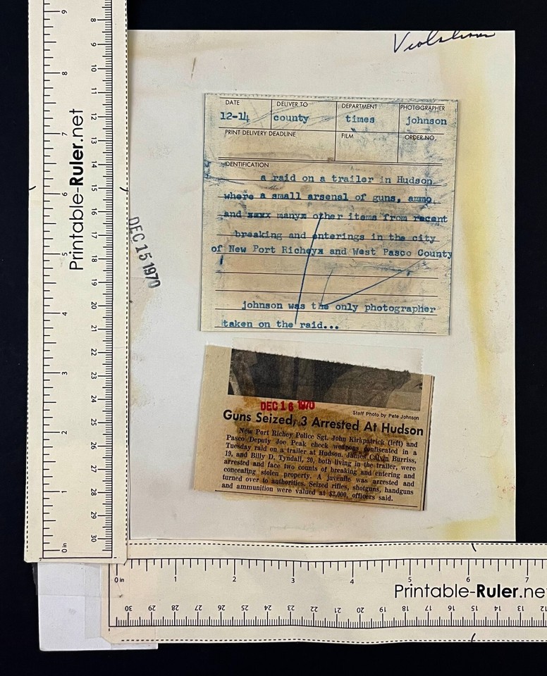 1970 New Port Richey Florida Pokice Raid Guns Ammo Arsenal FL VTG Press ...