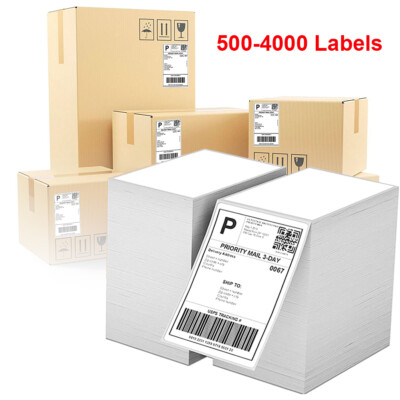 500-4000 4x6 Fanfold Direct Thermal Shipping Labels for Zebra & Rollo ...