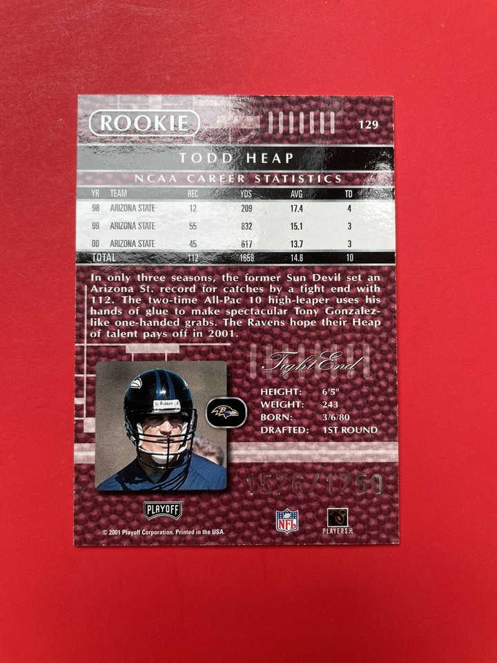 2001 Todd Heap RC Rookie Playoff Absolute Baltimore Ravens SC | eBay
