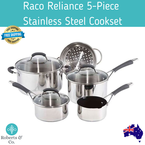 Raco Reliance 5 Piece Stainless Steel Cookset Saucepan Cookware Set ...