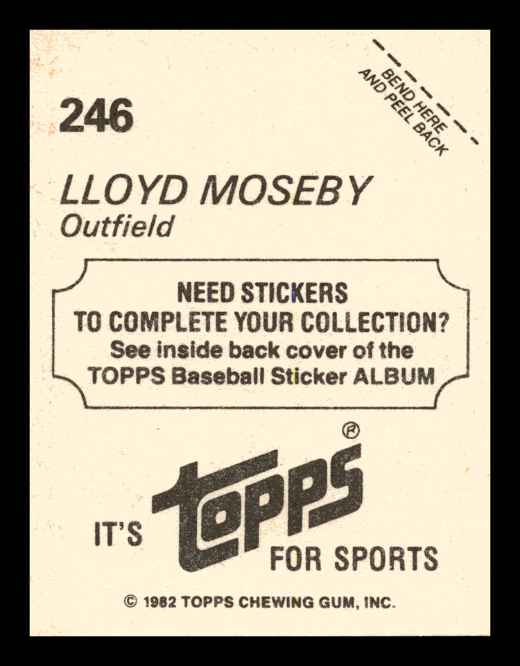 1982 Topps Stickers Lloyd Moseby Toronto Blue Jays #246 Mint | eBay