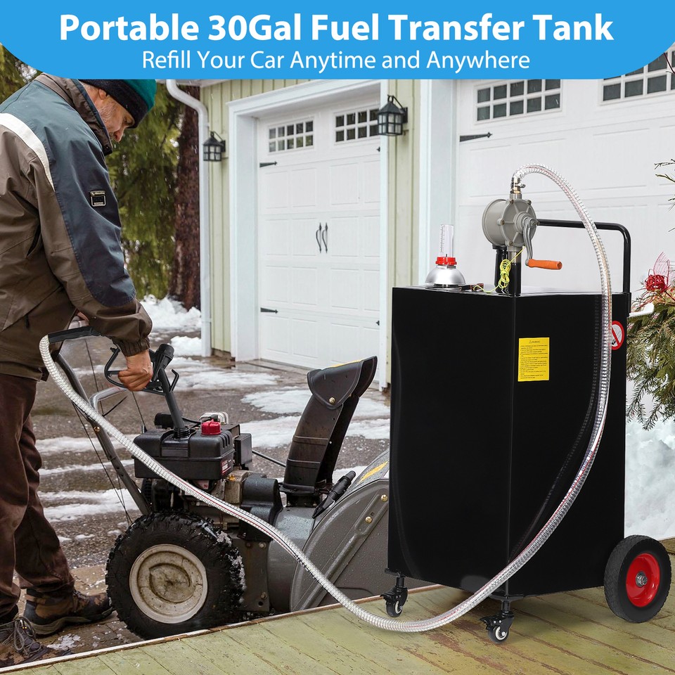 30 Gallon Fuel Gas Caddy Diesel Oil Transfer Tank 4 Wheels Portable ...